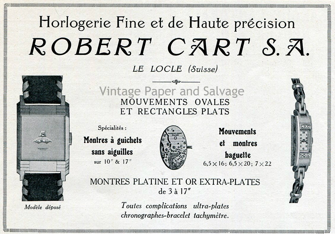 Robert Cart SA Original 1931 Swiss Print Ad Publicite Suisse Montres ...