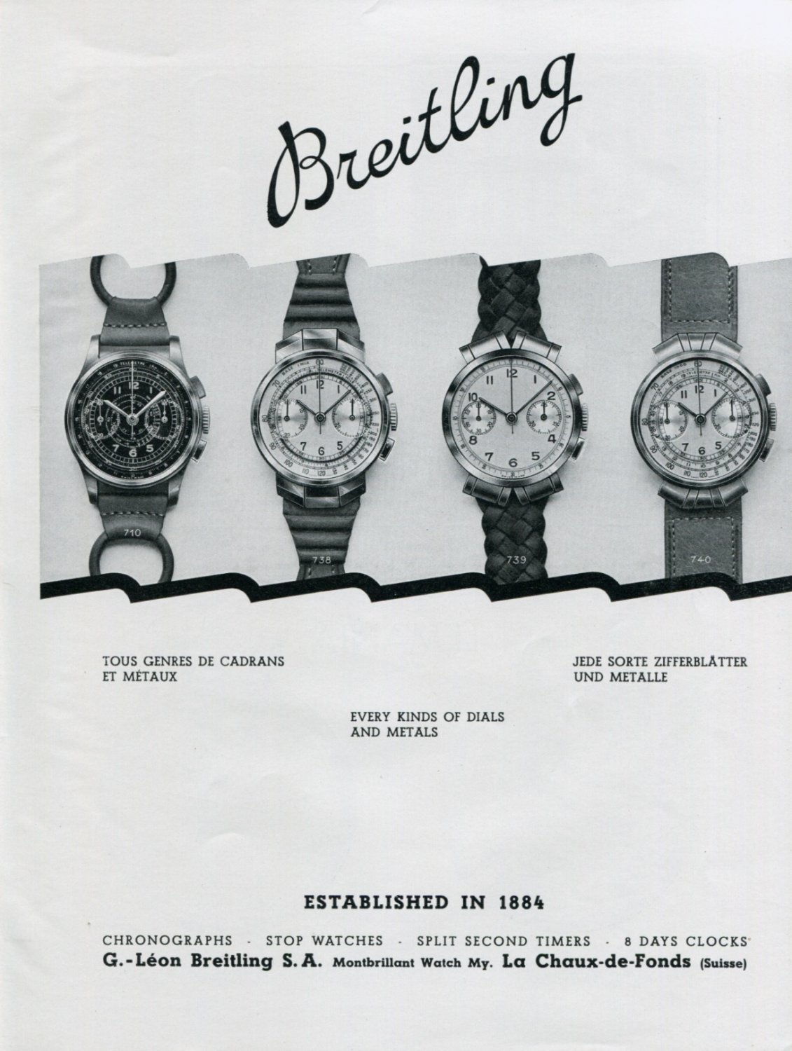 1939 G-Leon Breitling SA Watch Company Swiss Advert Publicite Suisse ...