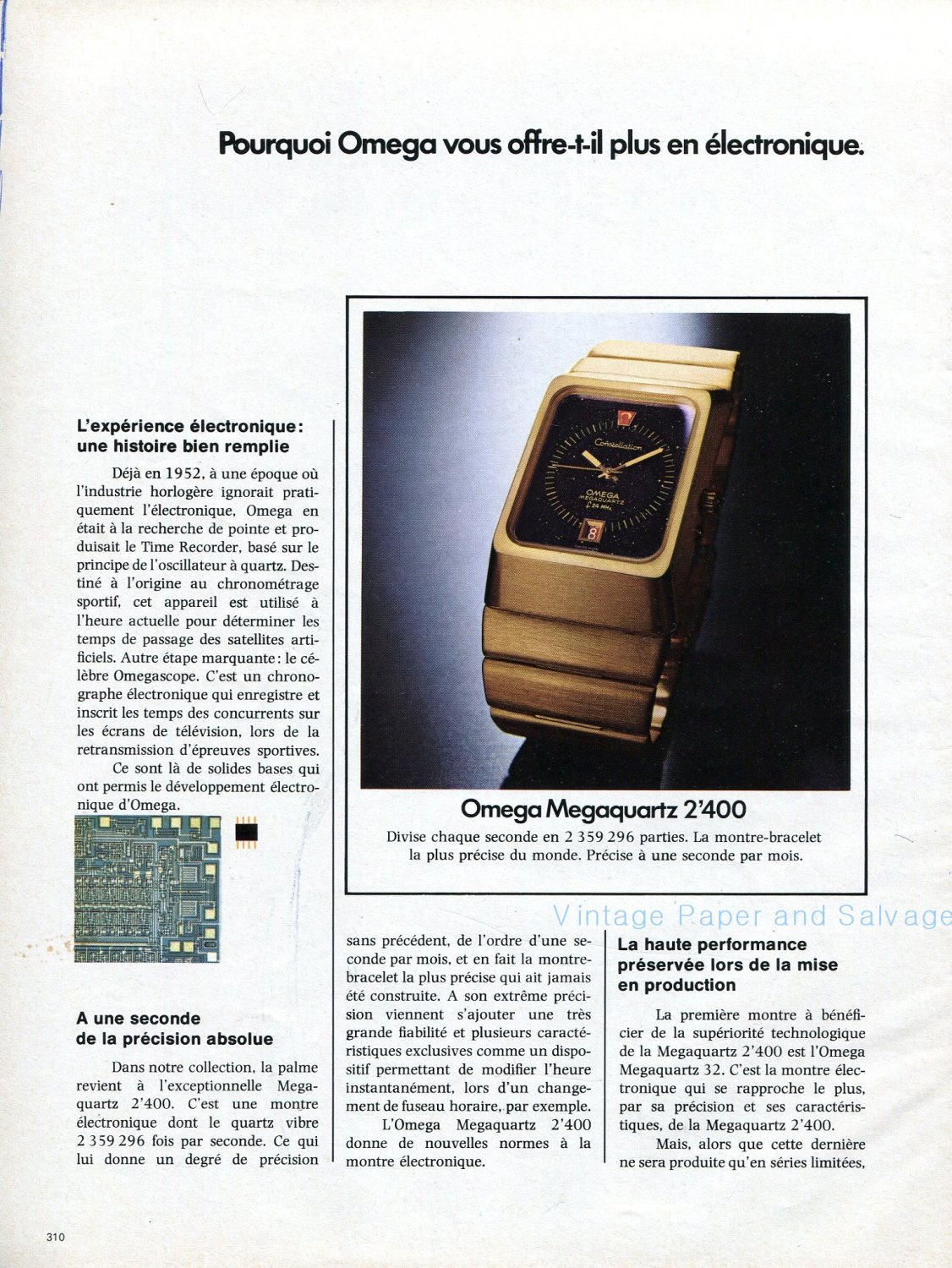 1974 Omega Megaquartz Watch Advert Swiss Magazine Ad Publicite Suisse ...