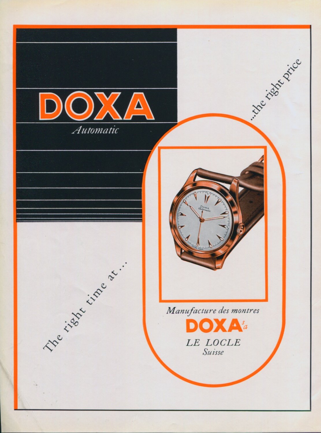 Vintage 1953 Doxa Watch Company Le Locle Switzerland Swiss Advert ...