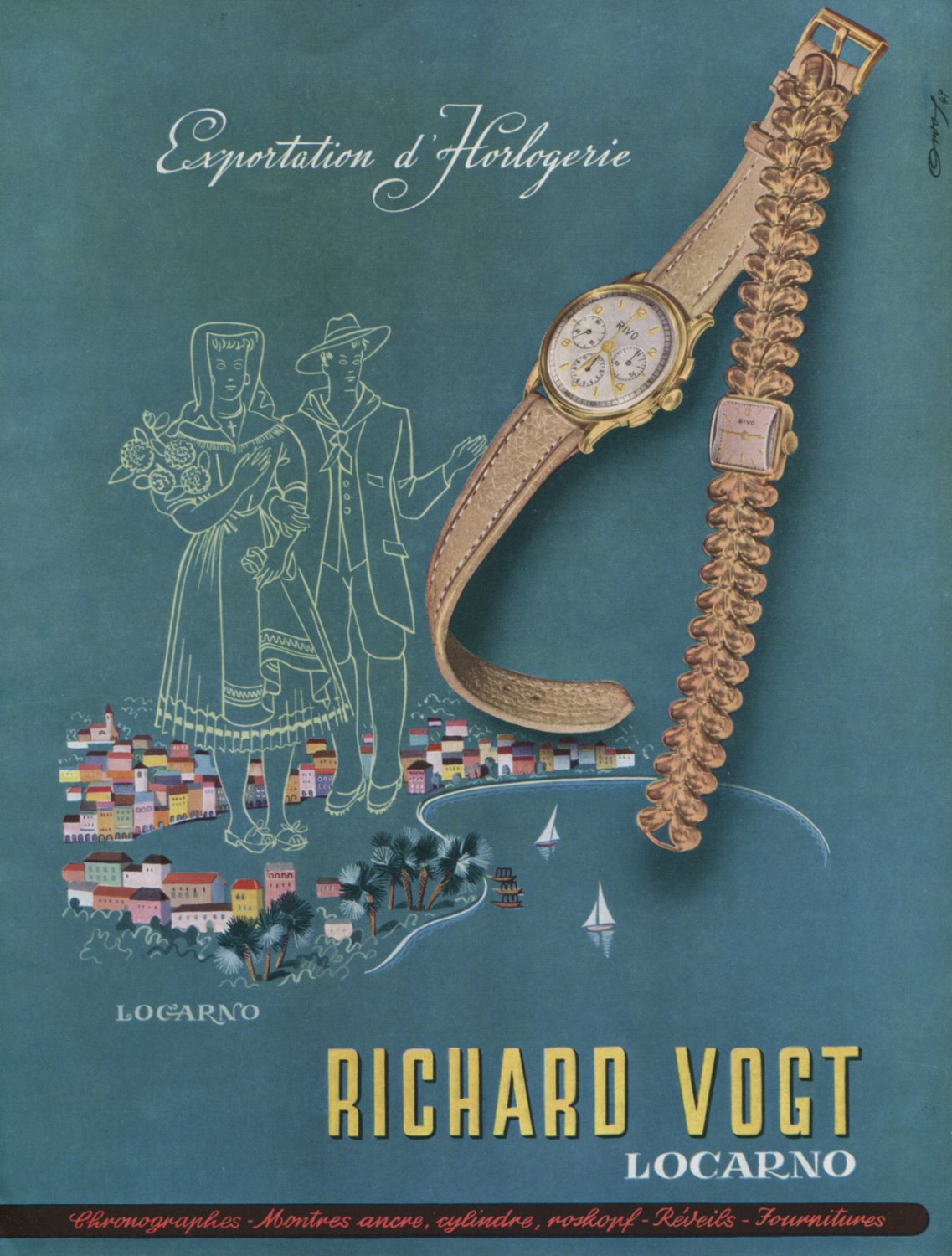 Vintage 1947 Rivo Watch Co Richard Vogt Switzerland Swiss Advert ...