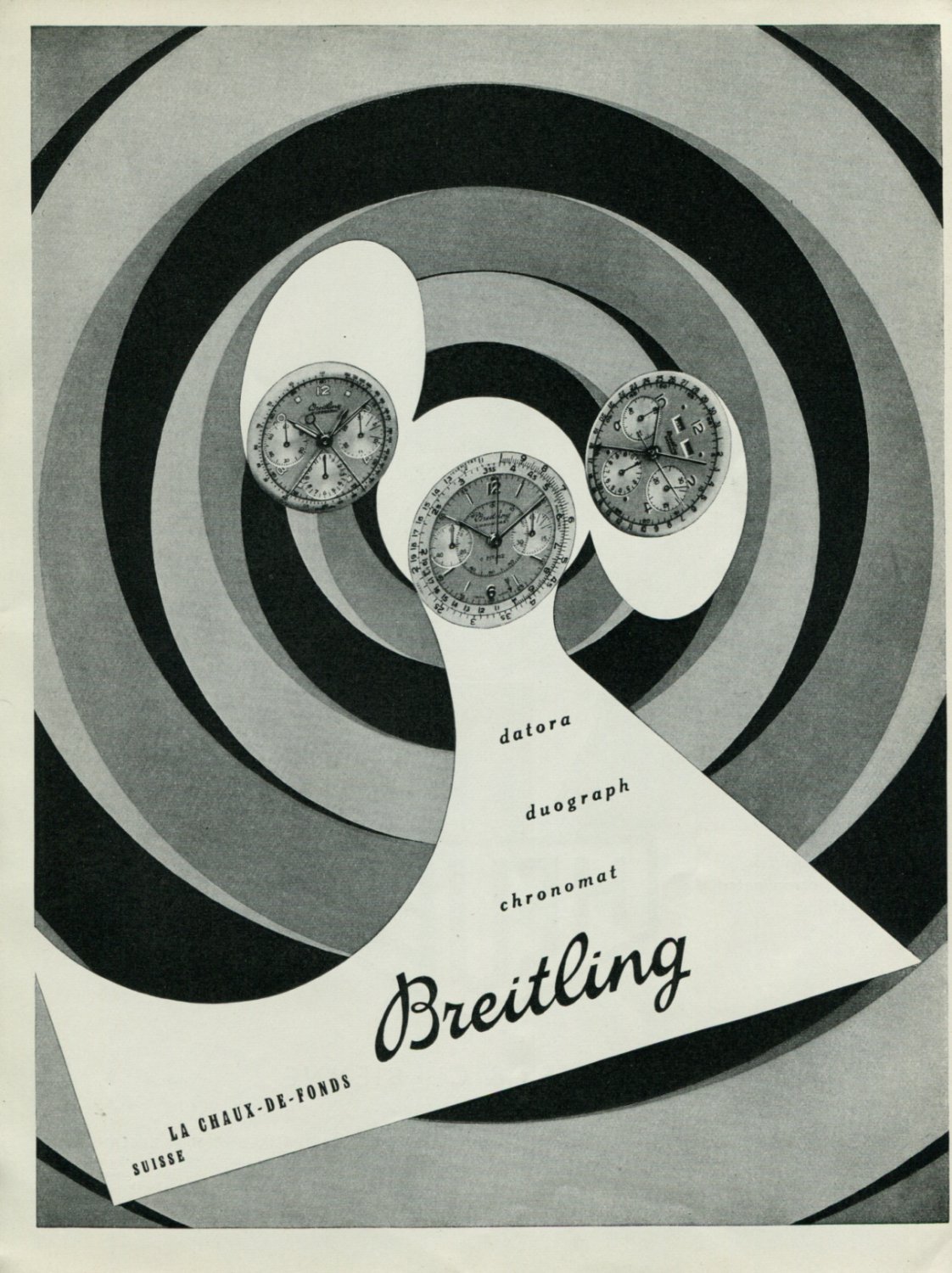 1948 Breitling Watch Advert Breitling Datora Duograph Chronomat Swiss ...