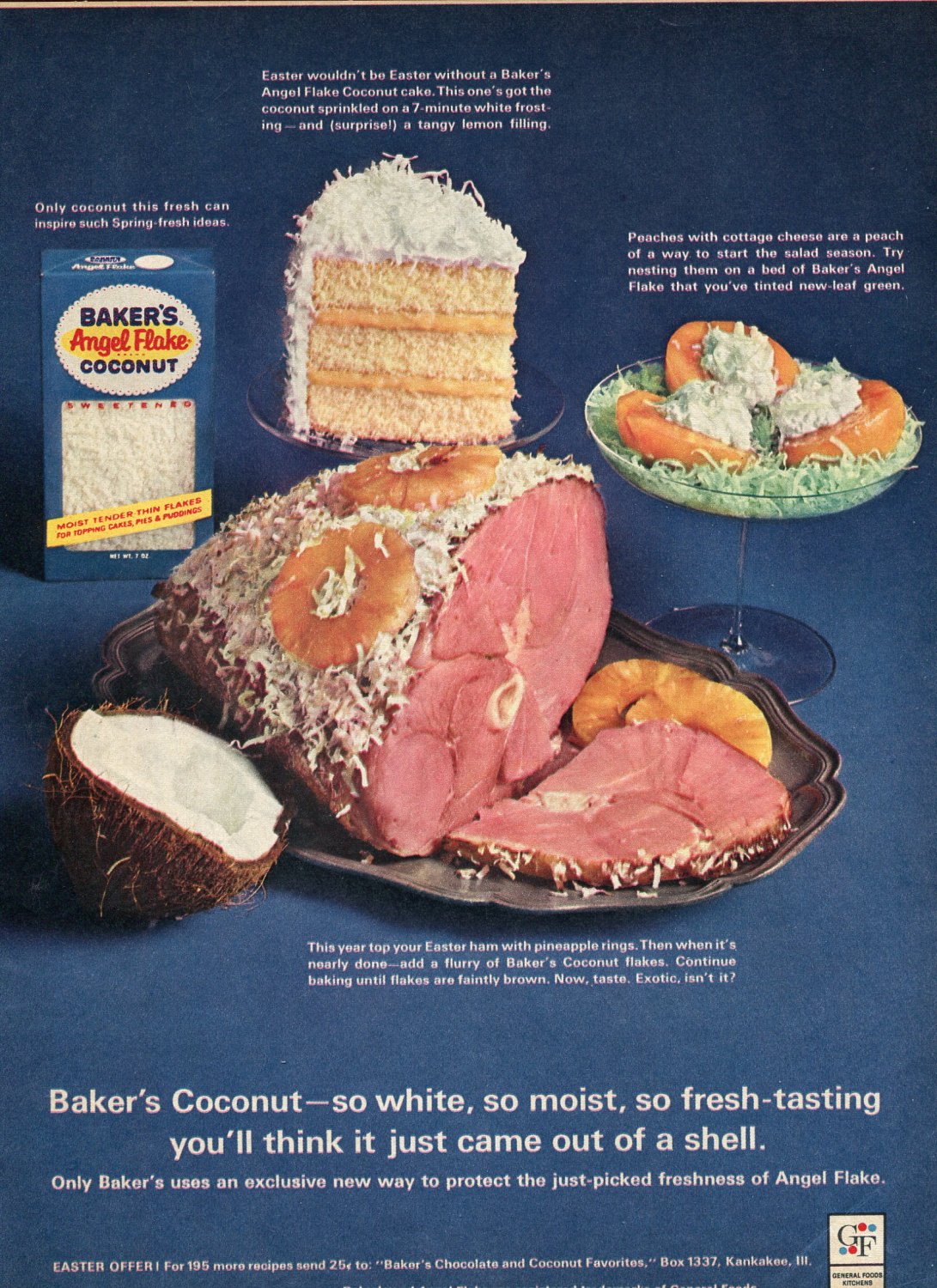 1964 Baker's Angel Flake Coconut General Foods Bakers Coconut 1960s Ad ...