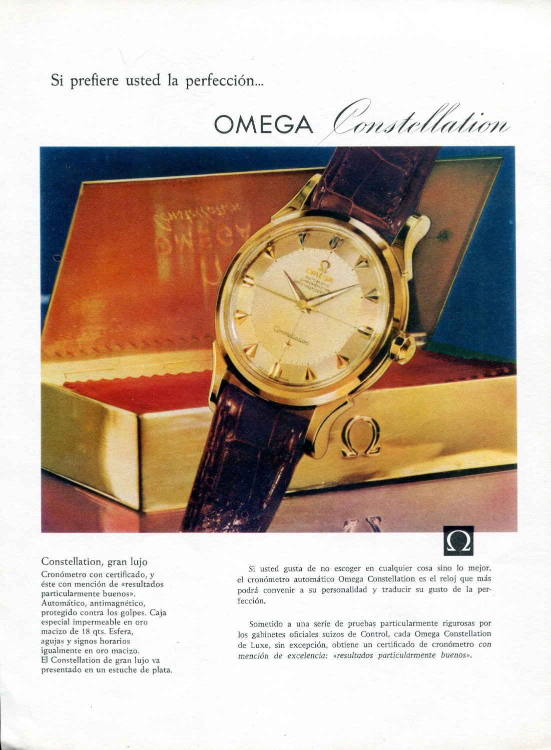 Vintage 1958 Omega Constellation Watch Advert Omega Seamaster 1950s ...