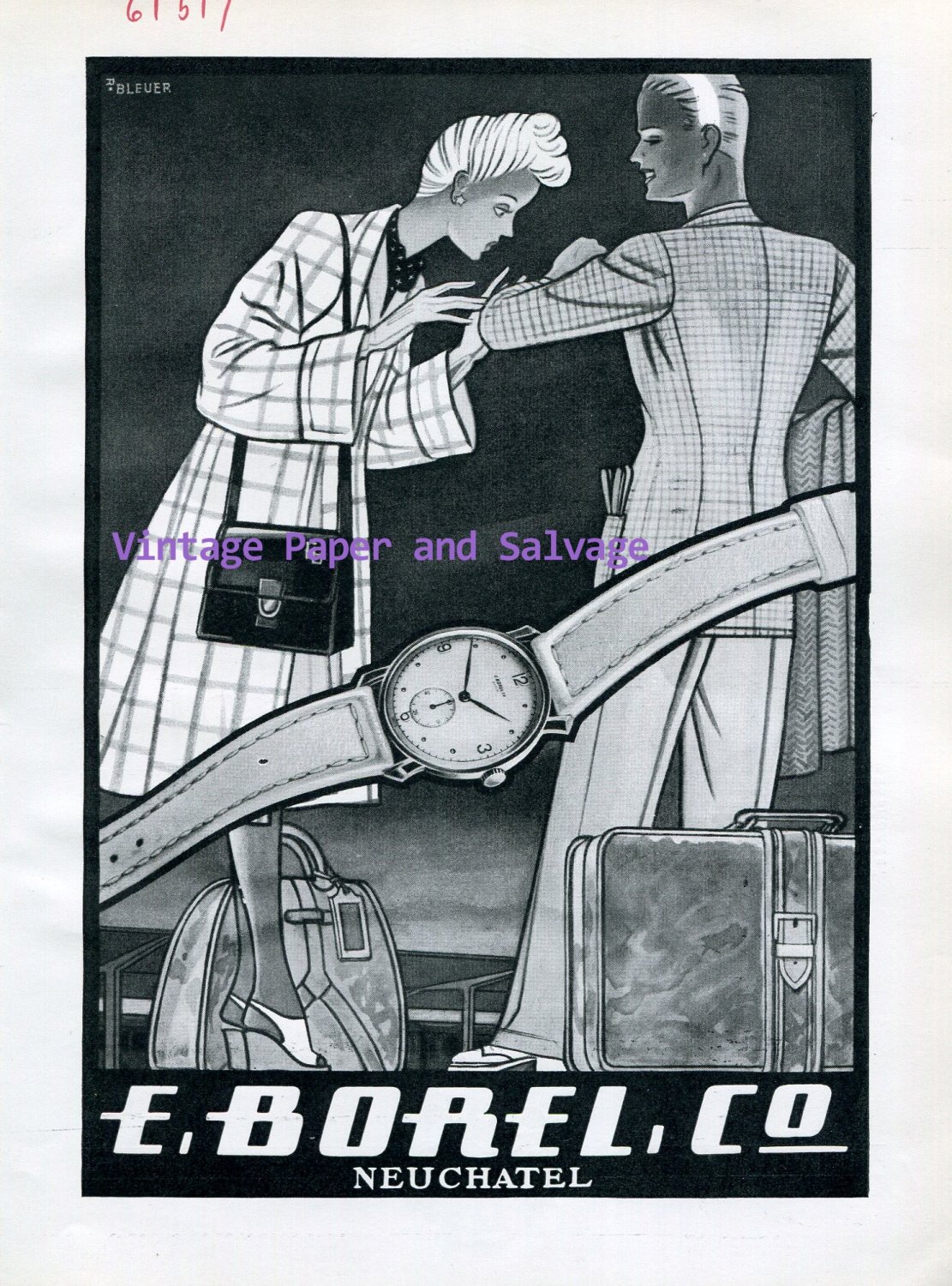 Vintage 1945 E Borel Co Ernest Borel Watch Company Neuchatel ...