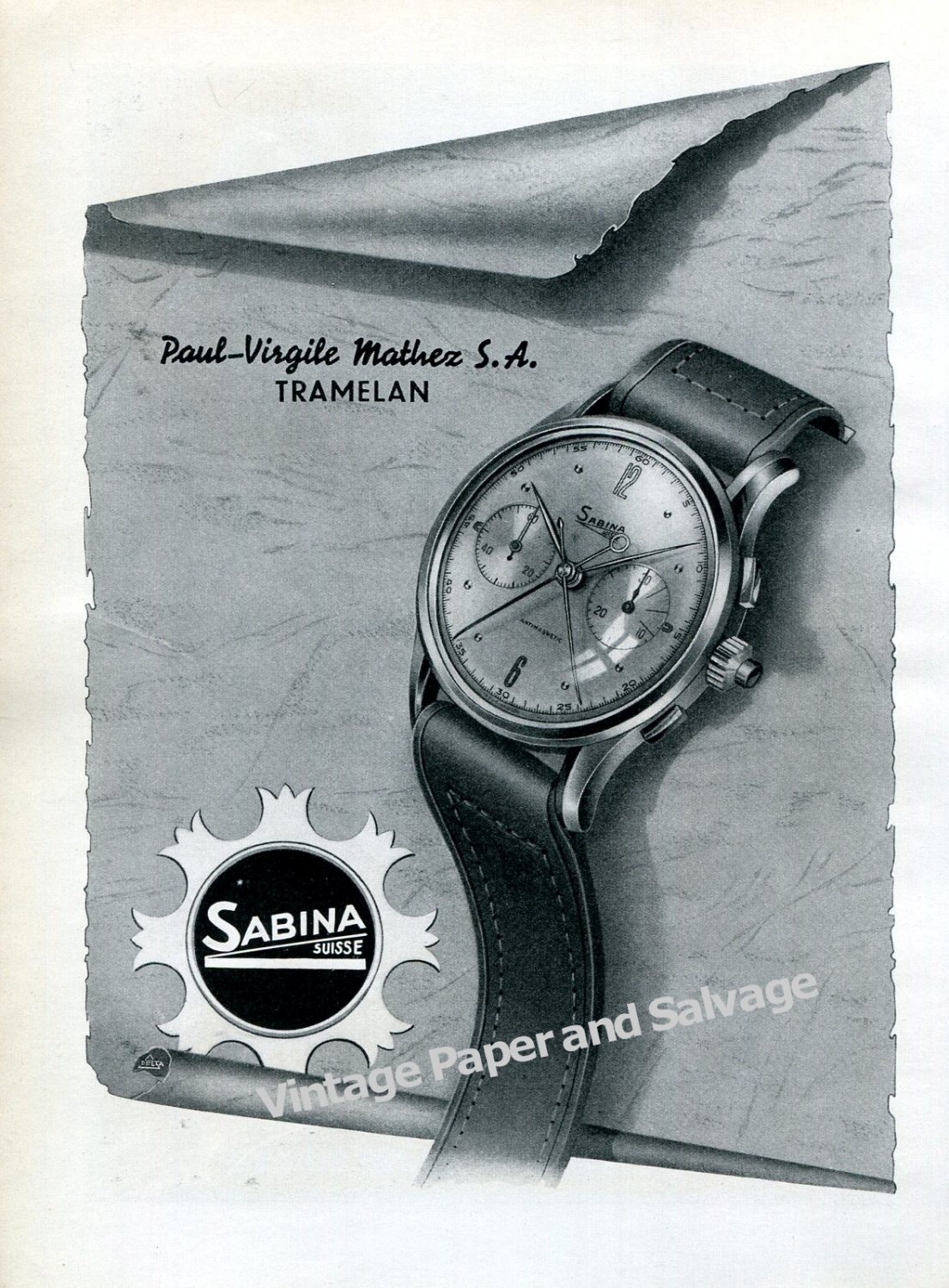 Sabina Watch Company Paul-Virgile Mather SA Switzerland 1946 Swiss Ad ...