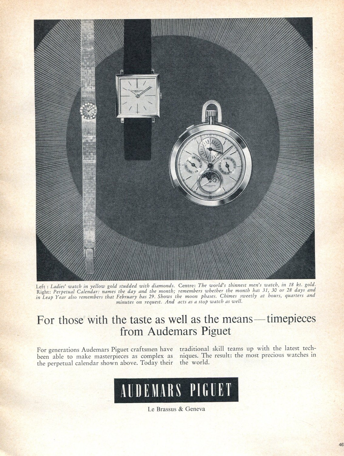 Vintage 1965 Audemars Piguet Watch Advert For Those with Taste As Well ...