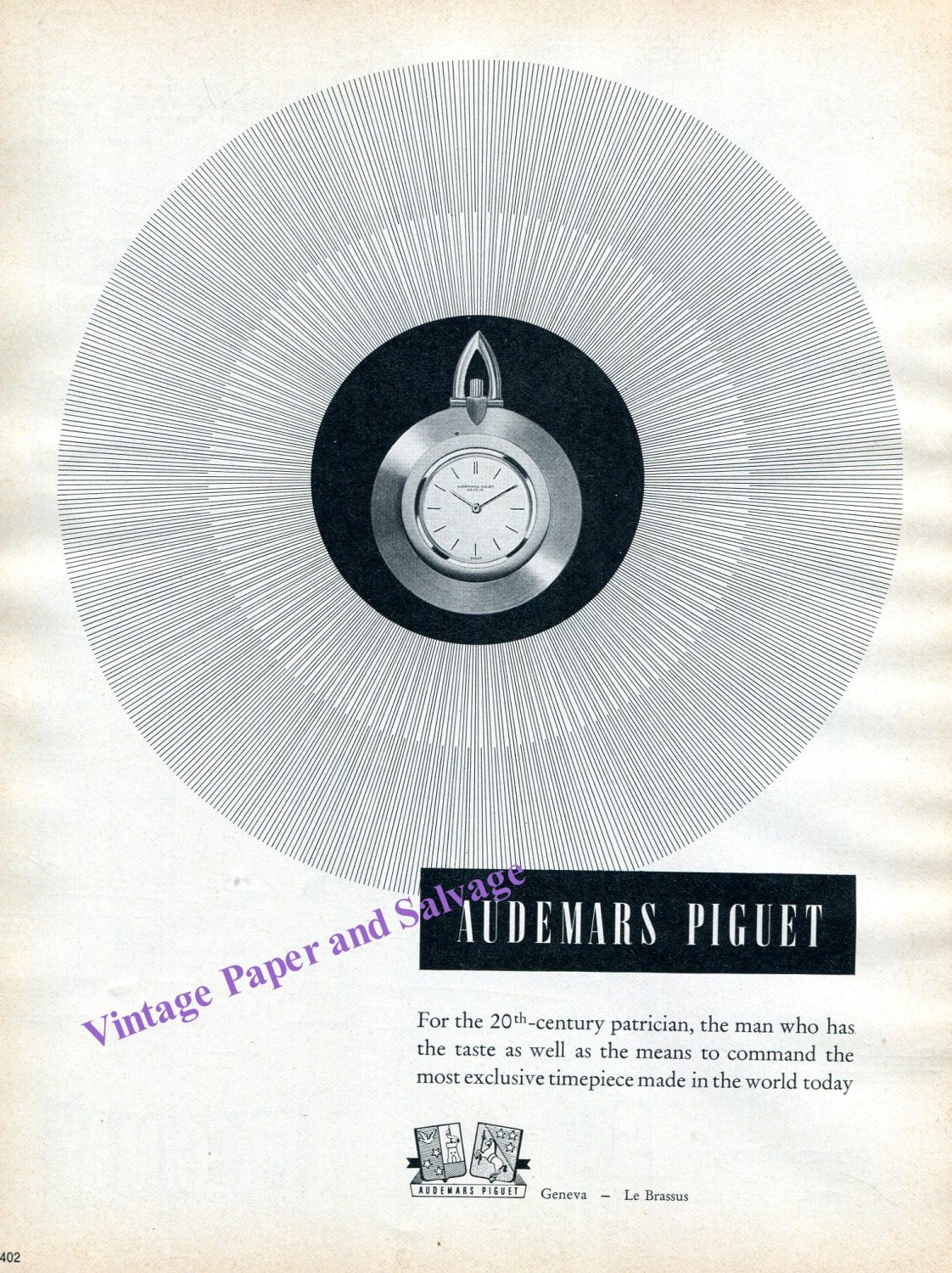 Vintage 1960 Audemars Piguet Watch Company For the 20th Century ...