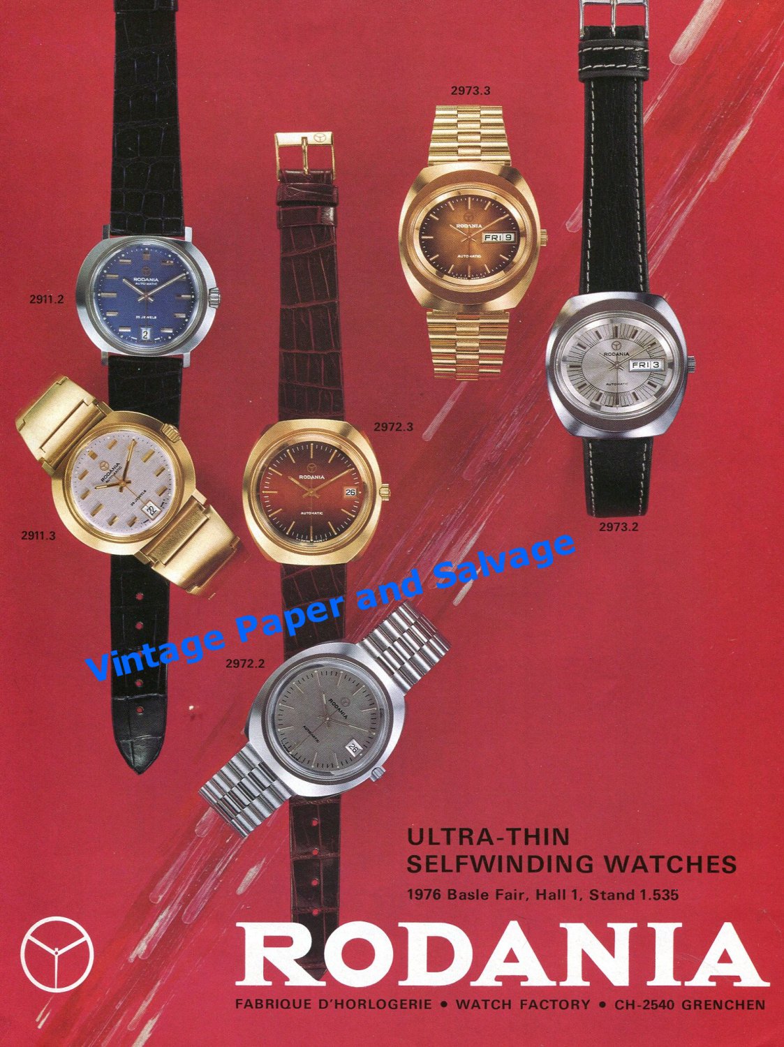 1976 Rodania Watch Company Basel Fair Switzerland 1970s Swiss Print Ad ...