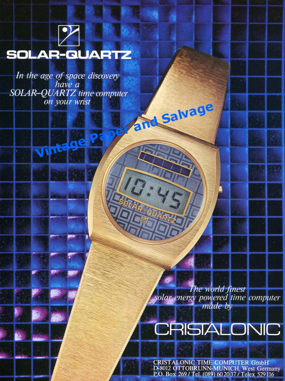 1976 Cristalonic Solar-Quartz Watch Advert Swiss Print Ad Publicite ...