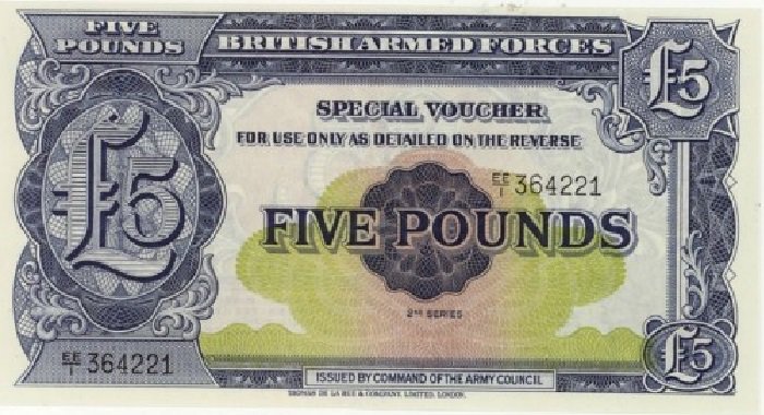 British Armed Forces 5 Pound Note Series 1958 GEM UNC #C039