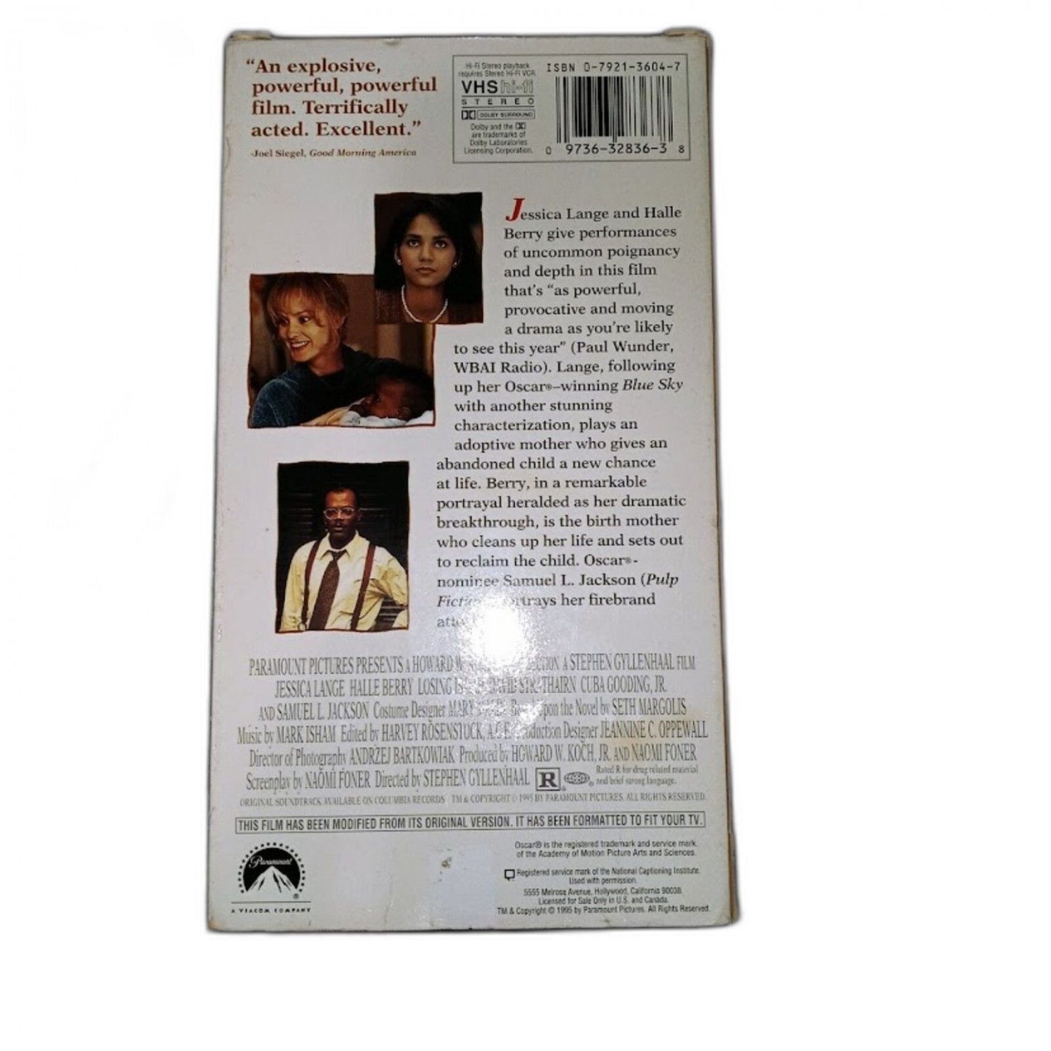 Losing Isaiah VHS 1995 Movie Jessica Lange Rated R Paramount 097363283638