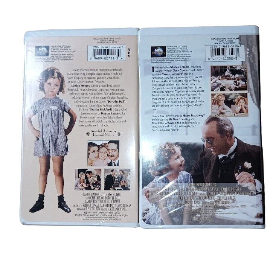 2 VHS Children Family Shirley Temple Movies Little Ms Markel Now and ...