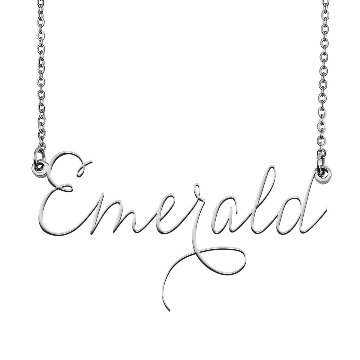 Emerald Name Necklace Custom Personalized Name Plate Jewelry for ...