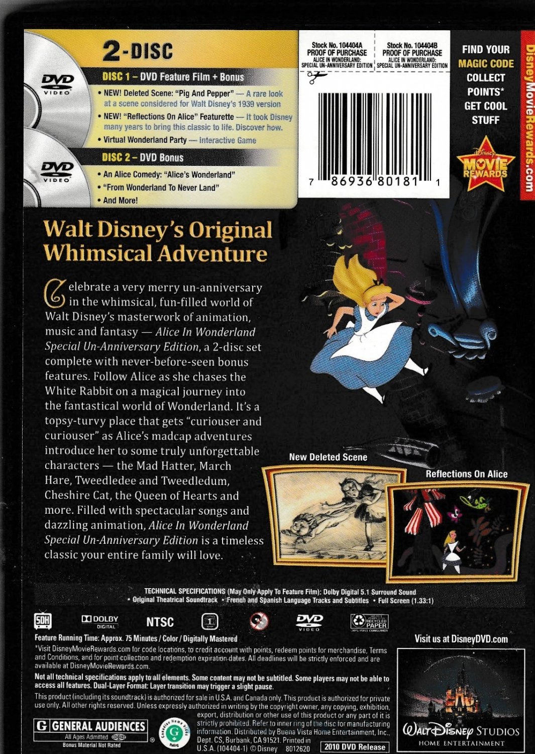 Alice in Wonderland (DVD, 1951, 2-Disc Special Edition, Disney)