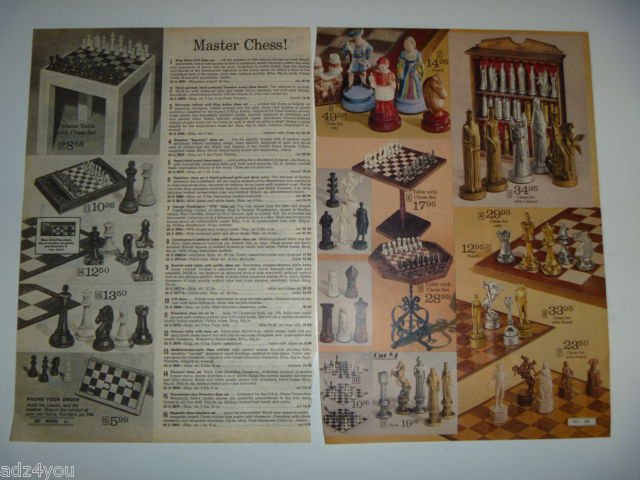 1974 Vintage Ad Pages for Classic Chess Sets/Games~King Arthur,Henry ...