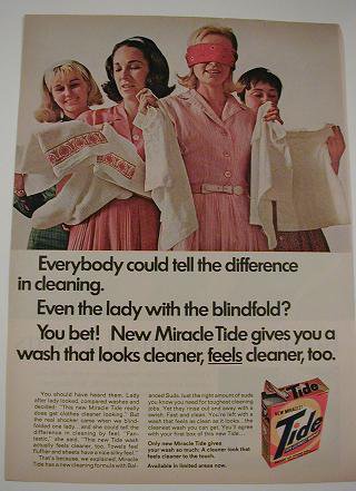 1967 TIDE Soap Blindfolded Lady Can Tell Difference Ad
