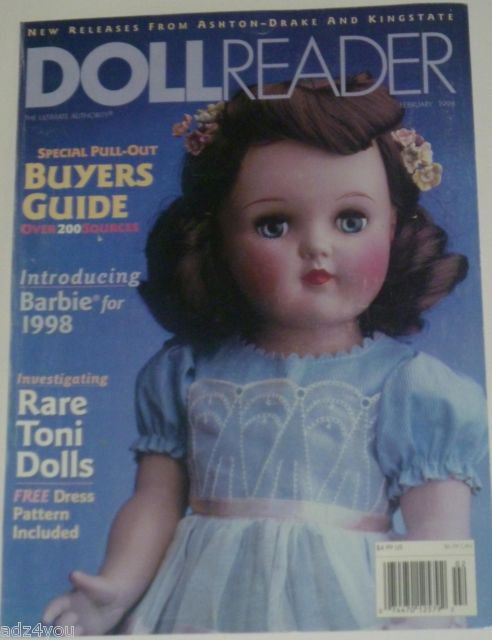 1998 Doll Reader Magazine Cover Page picturing 1950s Vintage Ideal Toni ...