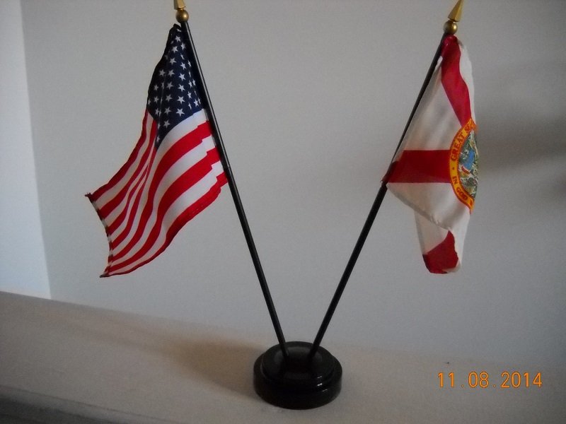 USA & State of Florida Polyester 4"x6" Office Desk Stick Flags With 2 ...