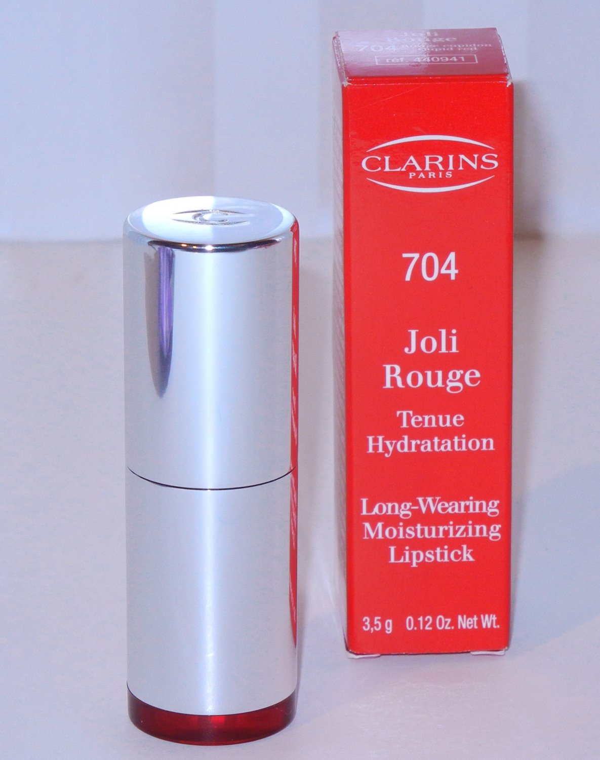 CLARINS JOLI ROUGE LIPSTICK - 704 CUPID RED (Made in France)