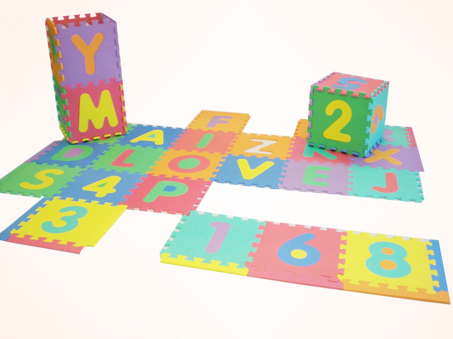 36 Foam Interlocking Alphabet ` Letters & Numbers Mat w/ Edges ...