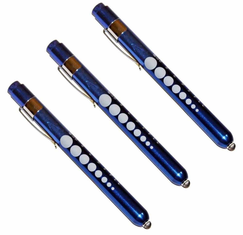 (3) Professional Medical Diagnostic Penlights With Pupil Gauge Blue w ...