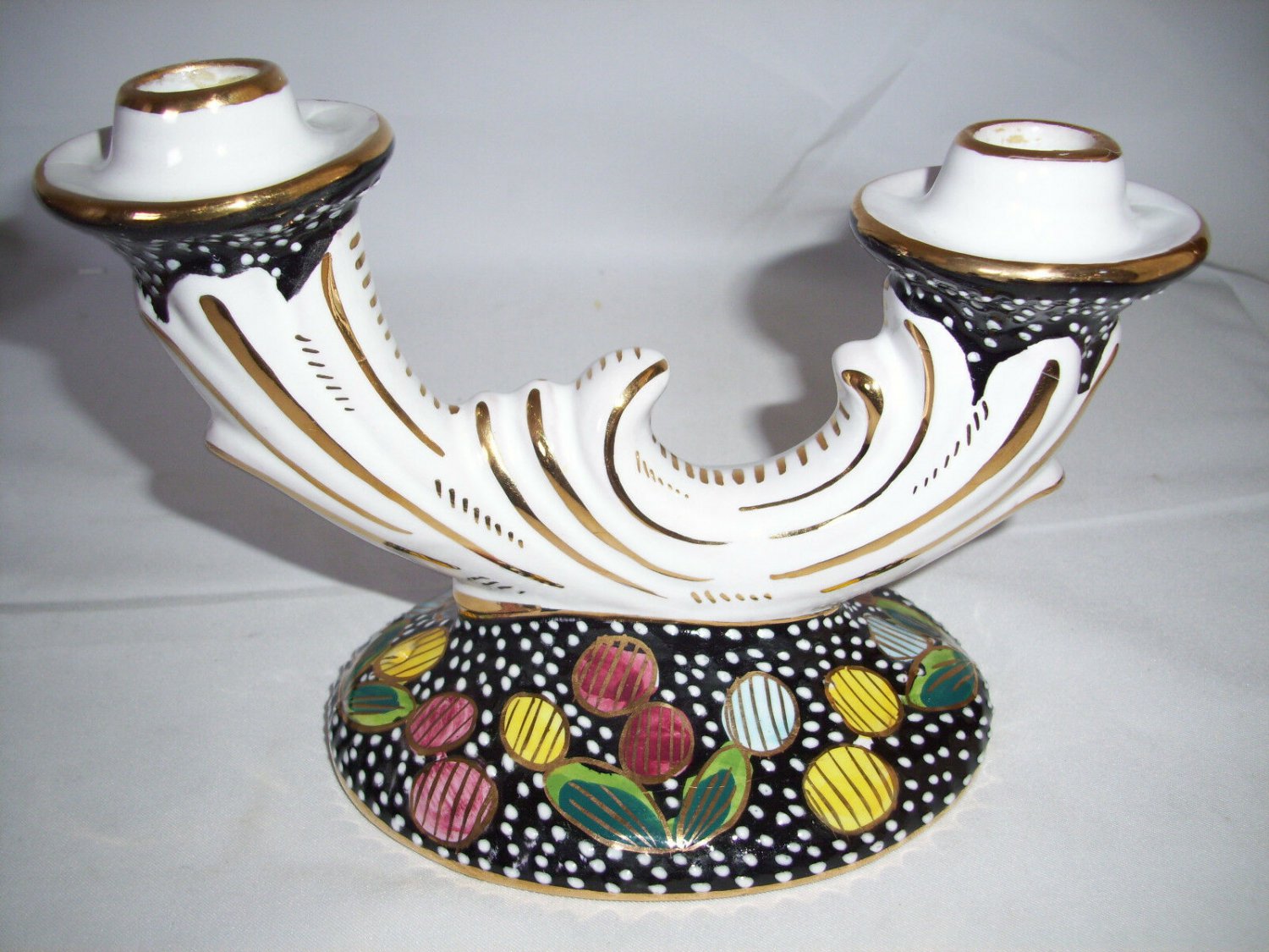 Deruta Cama deruta Italian art pottery Candle Stick Holder Gold Trim