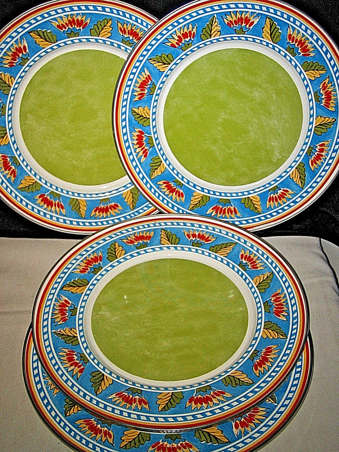 set of 4 Formation Enamelware Metal Plates Floral Excellent Rare ...