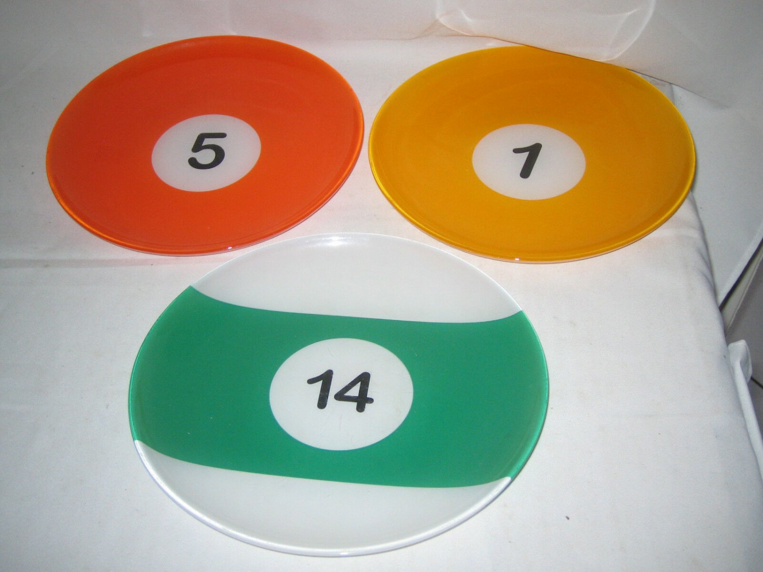 3 Glass Billiard Ball Salad plates Pool Table plates Lunch Dessert ...