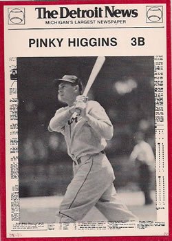 1981 Tigers Detroit News #89 Pinky Higgins