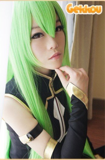 Code Geass C.C Long Straight Light Green Cosplay Wig 100cm