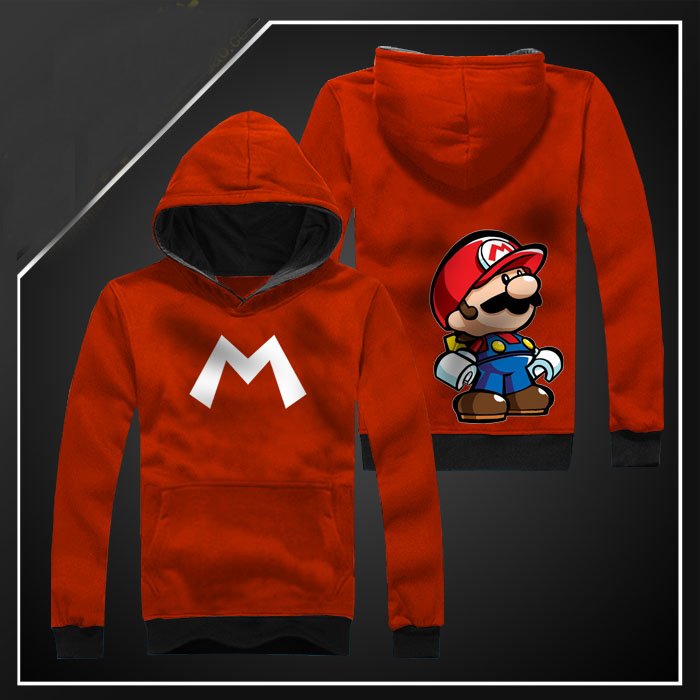 New Anime Super Mario Bros long Sleeve Unisex Hoodie red Cosplay Costume