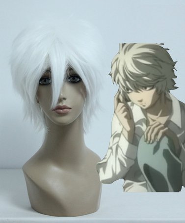 Death Note Near white Cosplay wig+free shipping