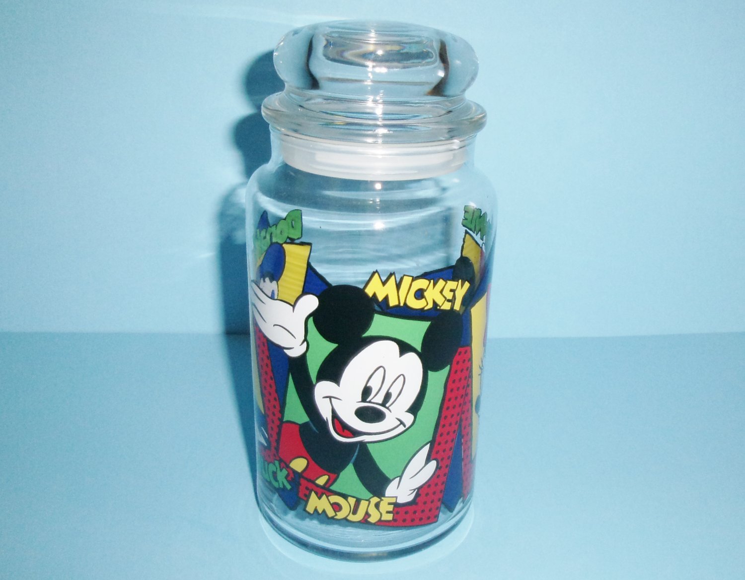 Disney Glass Candy Or Goody Jar With Lid Mickey Mouse, Minnie Mouse and ...