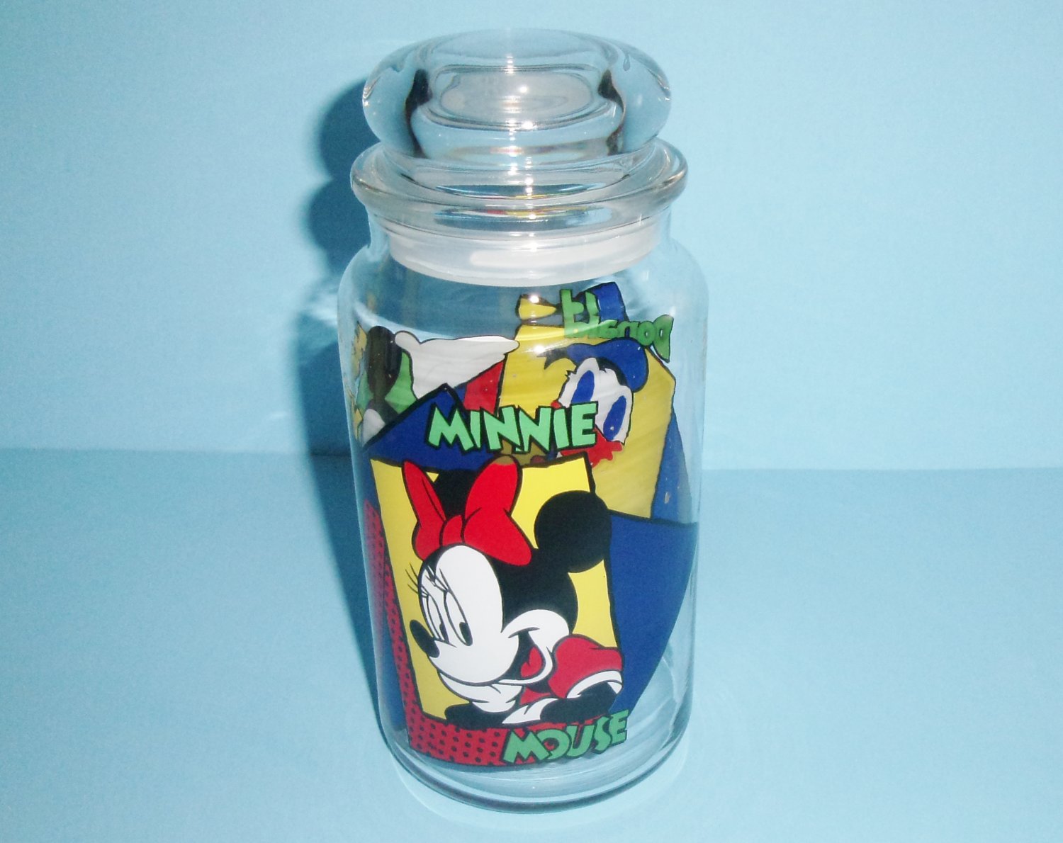 Disney Glass Candy Or Goody Jar With Lid Mickey Mouse, Minnie Mouse and ...