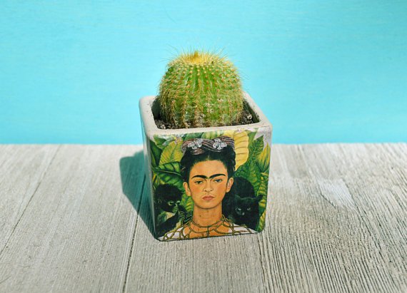 Mini Frida Kahlo Planter (With Plant)