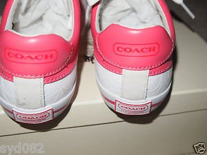 Women's New Authentic Coach Cady Canvas Calf Sneakers Shoes White/Grass ...