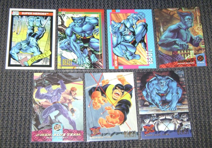 Beast Cards- X-Men Marvel Ultra Universe- Lot of 7 NM-M
