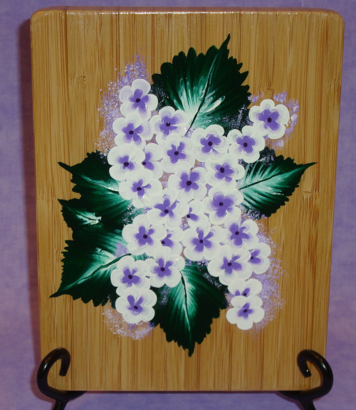 Bamboo Trivet with Lavender Flowers