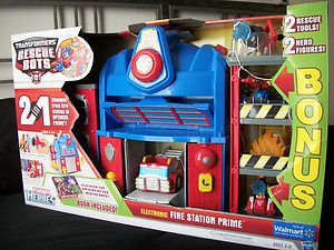 Brand New TRANSFORMERS RESCUE BOTS Electronic Fire Station Prime (4 ...