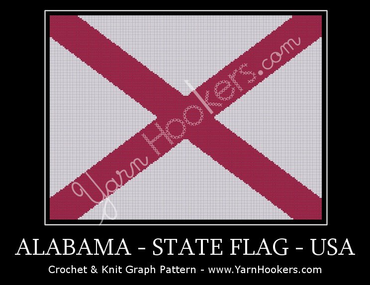Alabama - State Flag - USA - Afghan Crochet Graph Pattern Chart