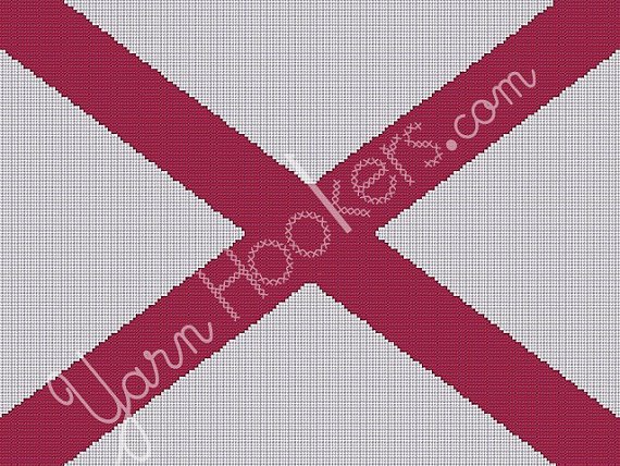 Alabama - State Flag - USA - Afghan Crochet Graph Pattern Chart