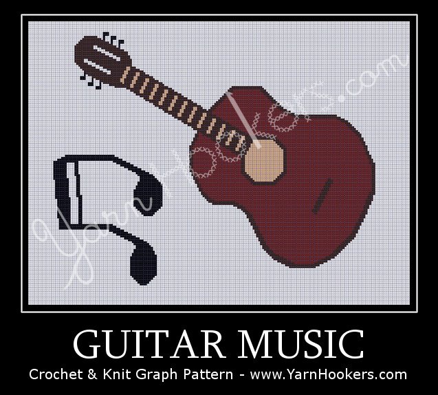 Guitar Music - Afghan Crochet Graph Pattern Chart