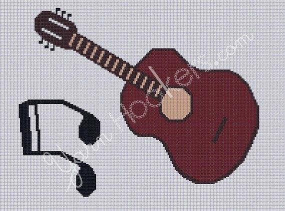 Guitar Music - Afghan Crochet Graph Pattern Chart