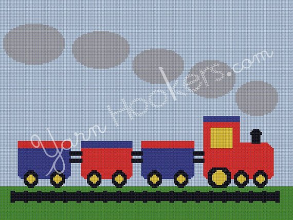 Toy Train - Afghan Crochet Graph Pattern Chart