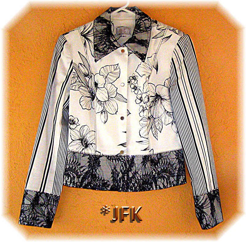 Dinner Jacket Evening Rhinestones elegant White, black Lace sz 6 USA ...