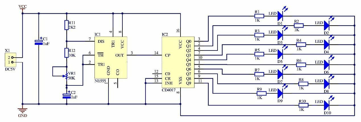 3x NE555 CD4017 LED Light Chaser Sequencer Follower Scroller DIY KIT USA