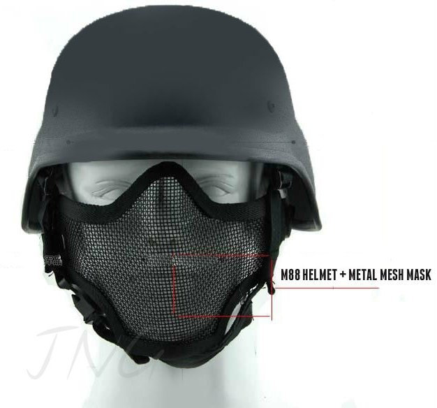 Protection Steel Face Mask + M88 Airsoft Paintball PASGT Swat Helmet Set