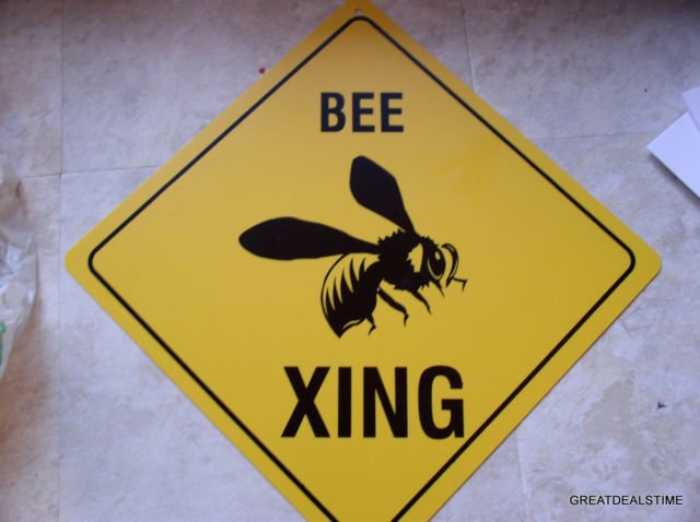 BEEKEEPER HONEY BEE CROSSING SIGN BEE KEEPER BUZZZZ Yellow Caution New