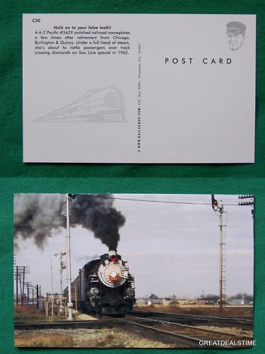 462 PACIFIC STEAM TRAIN ENGINE BLOWING SMOKE POSTCARD